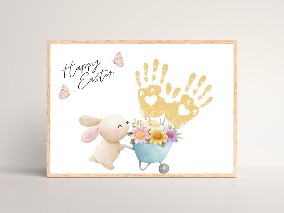 Happy Easter Handprint Craft, Easter Printable, Spring Kids DIY Gift ...
