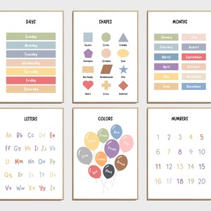 Educational Posters, Set of 6 Preschool Posters, Montessori Poster ...