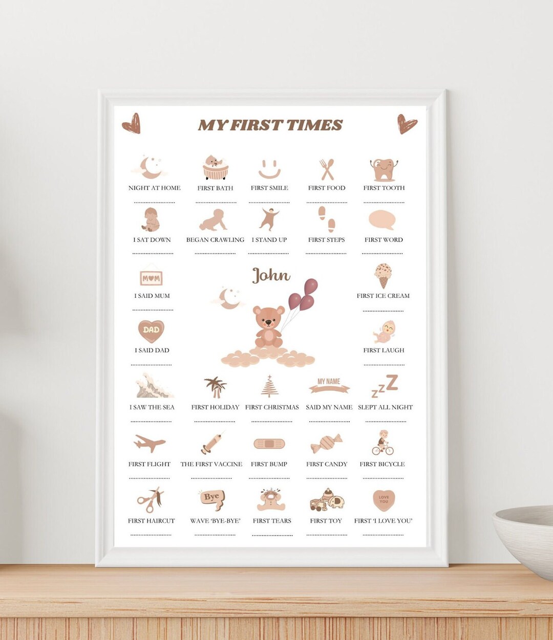 Personalized Baby's First Times Poster, Child’s First Time Poster to ...