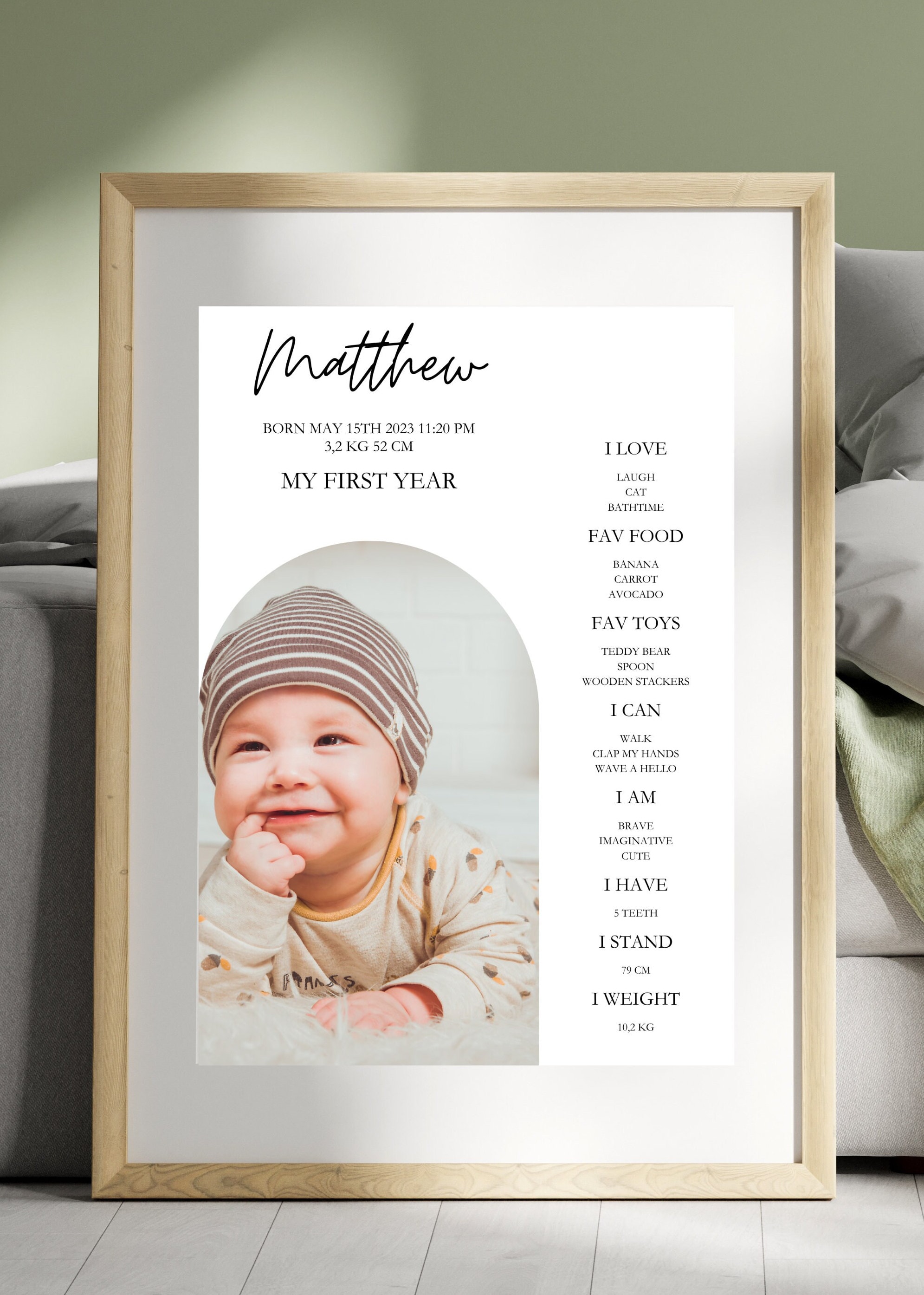 Editable Baby Milestone Board, First Birthday Milestone Poster Template ...