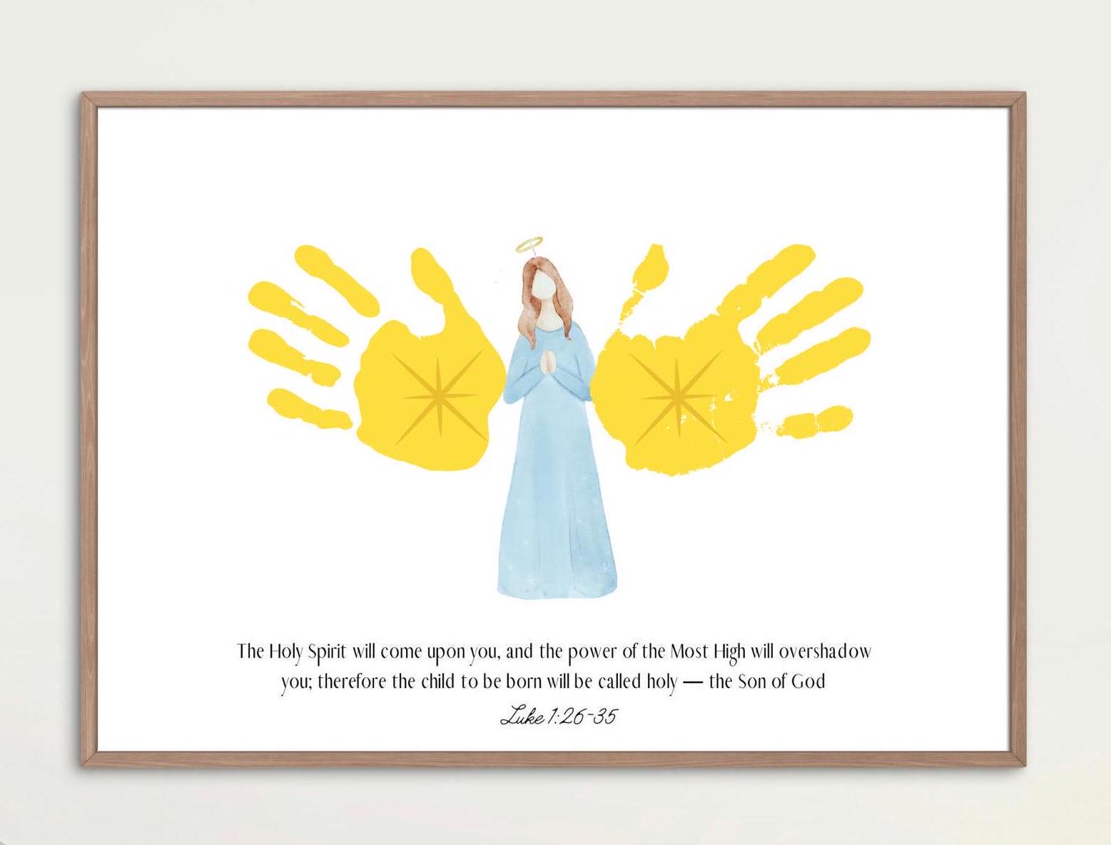 Christmas Handprint Craft, Nativity Handprint Art Angel, Sunday School ...