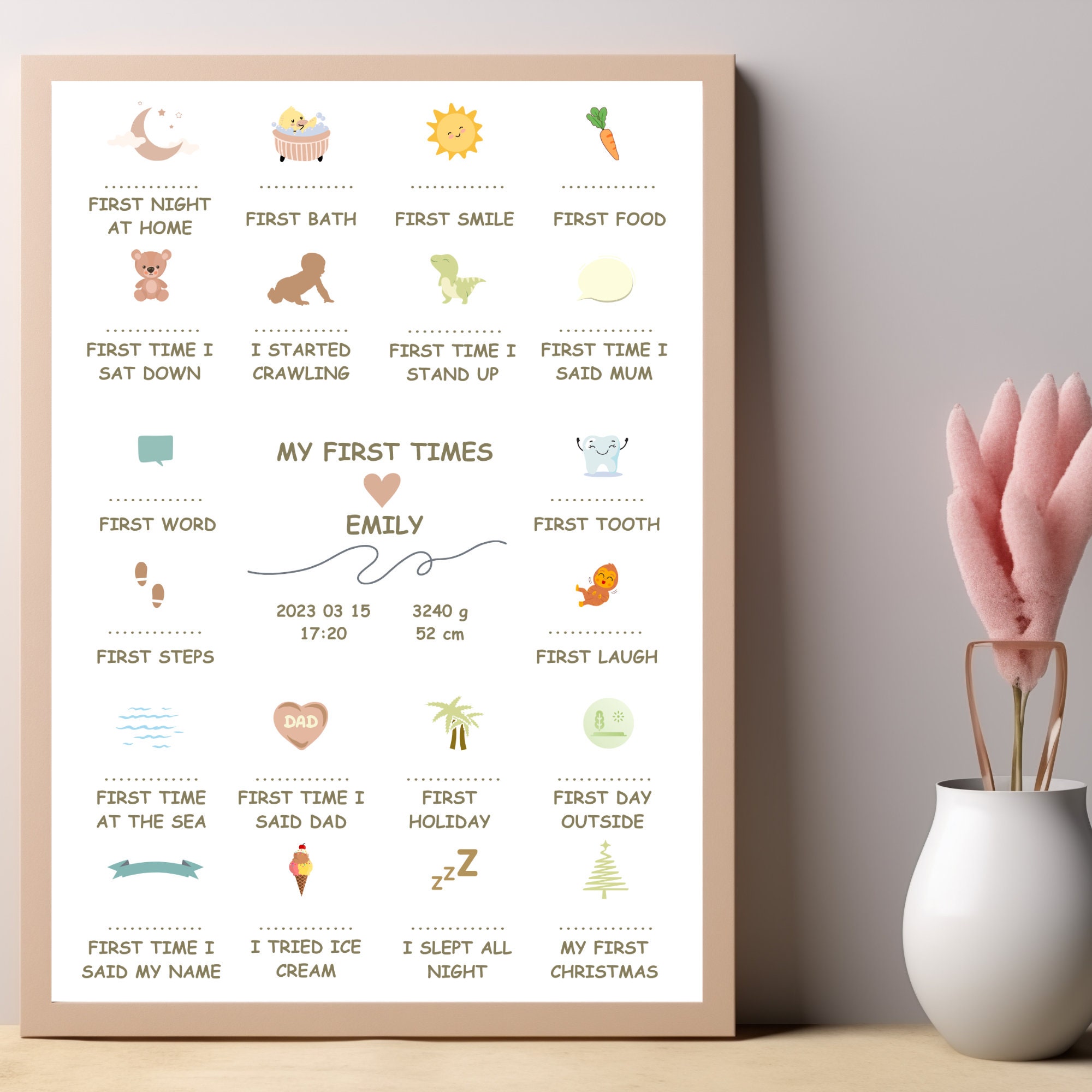 Personalized Baby's First Time Poster, Baby Dates Poster, My First ...