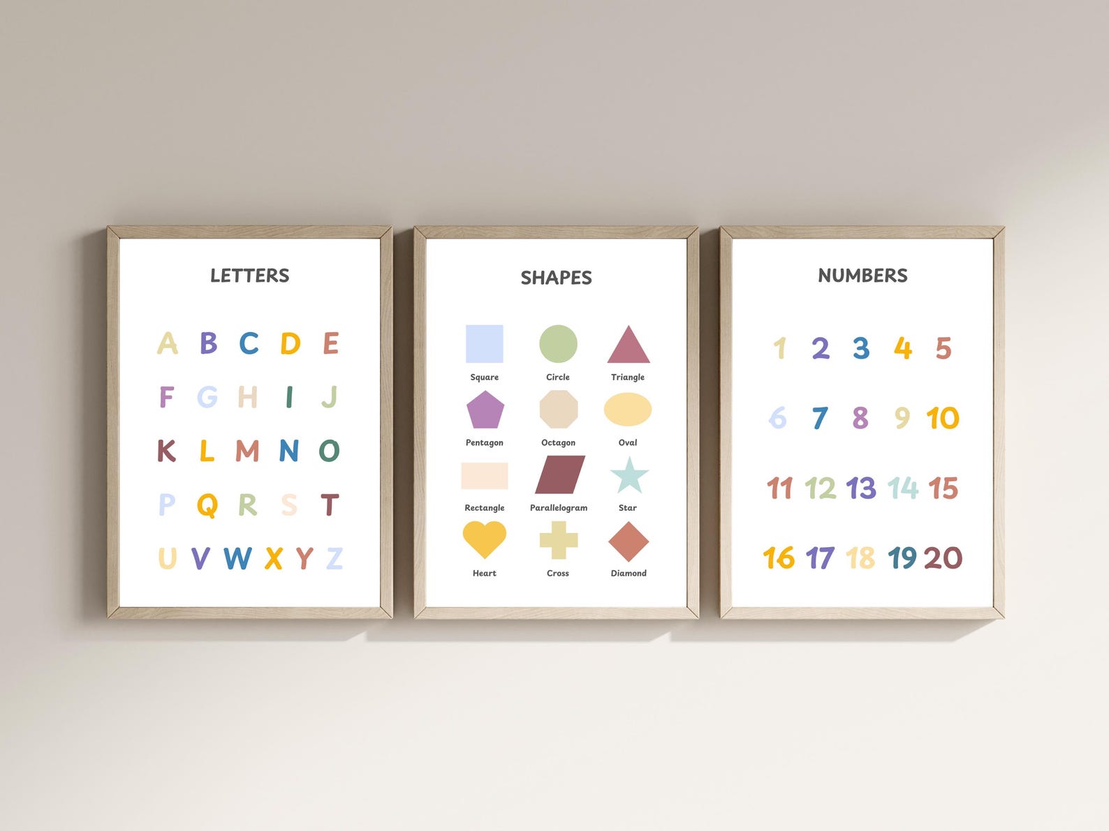 Rainbow Alphabet Poster, Numbers Posters, ABC 123 Shape Poster ...