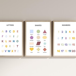 Rainbow Alphabet Poster, Numbers Posters, ABC 123 Shape Poster ...