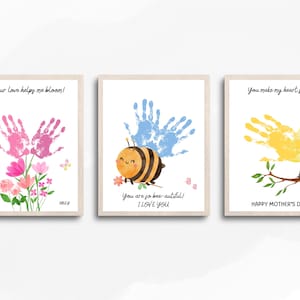 Mother's Day Handprint Art Bundle, DIY Memory Keepsake Gift for Mom ...
