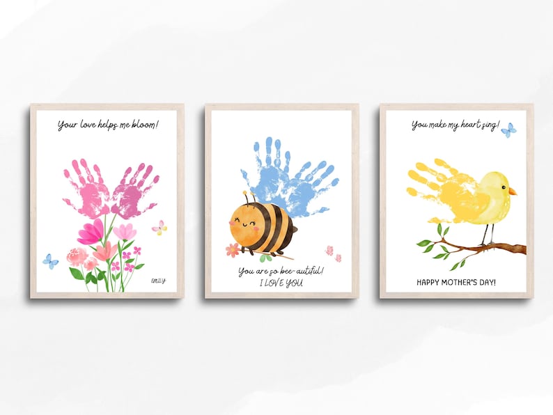 Mother's Day Handprint Art Bundle, DIY Memory Keepsake Gift for Mom ...