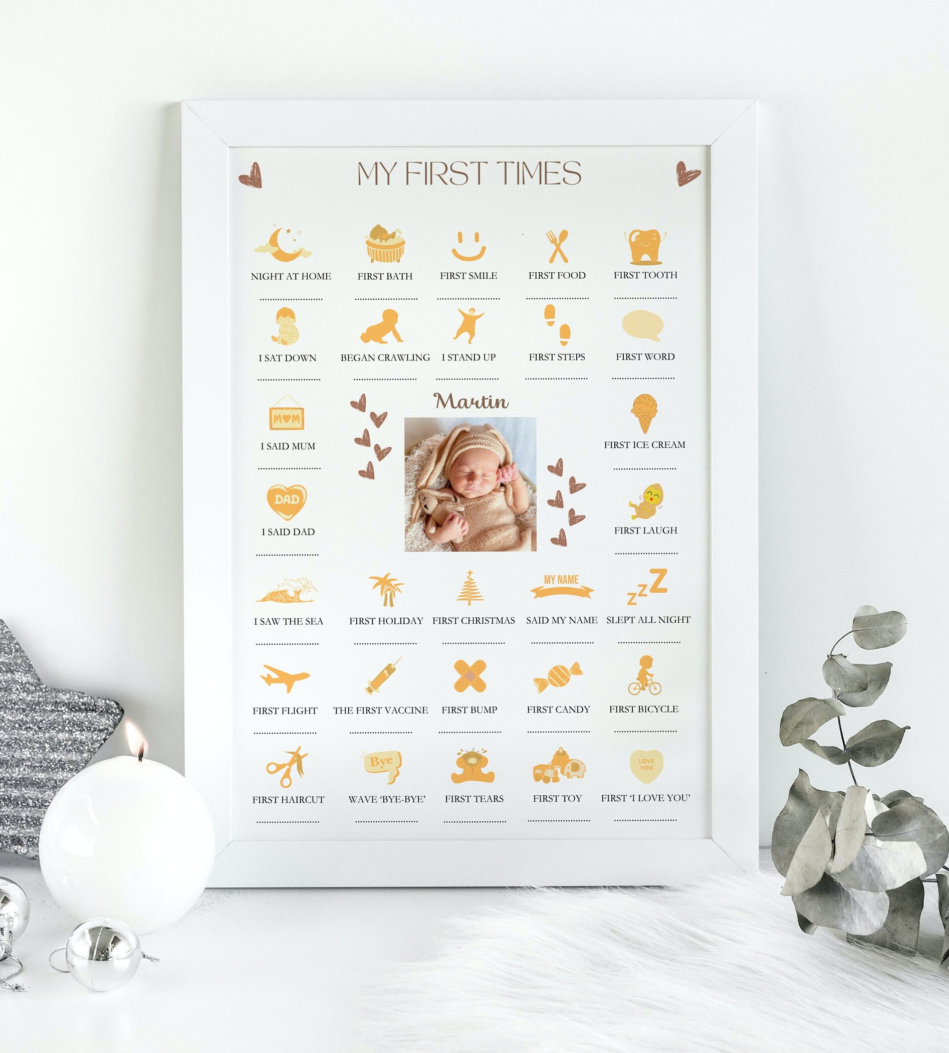My First Times Poster, Printable Baby’s First Times Poster, Baby Birth ...