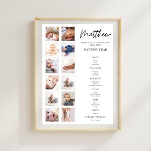 Editable Baby's First Birthday Photo Sign Template, 1st Birthday Photo ...