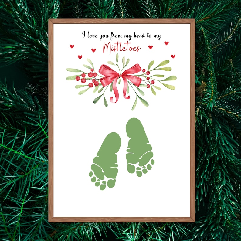 Christmas Mistletoe Footprint, Baby Footprint Mistletoe, Mistletoes ...