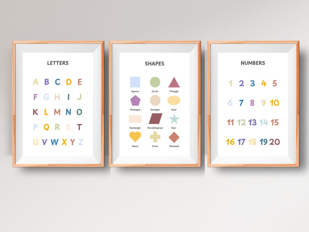 Rainbow Alphabet Poster, Numbers Posters, ABC 123 Shape Poster ...