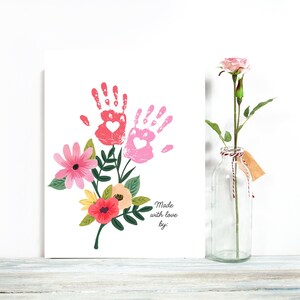 Mother's Day Handprint Art, Floral Bouquet, Flower, Printable Keepsake ...