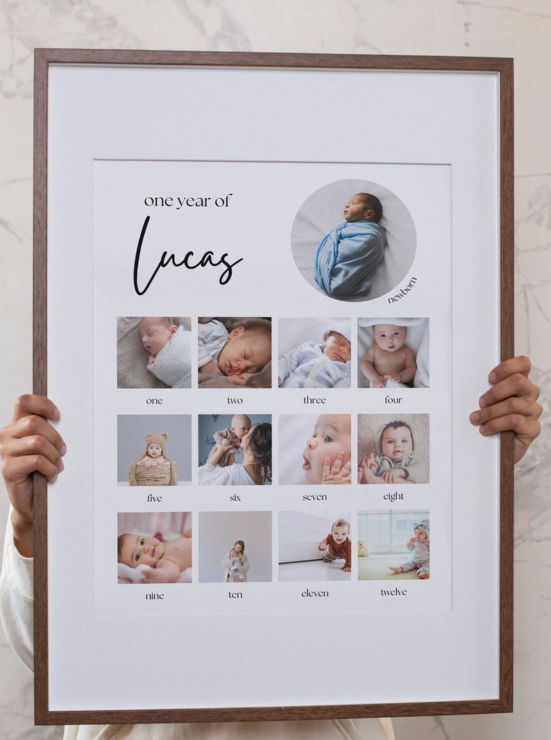 Printable Baby's First Year Photo Poster Template, 1st Birthday Photo ...