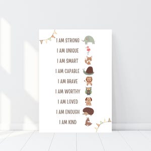 Positive Affirmations for Kids, Playroom Printable, I Am Smart Loved ...