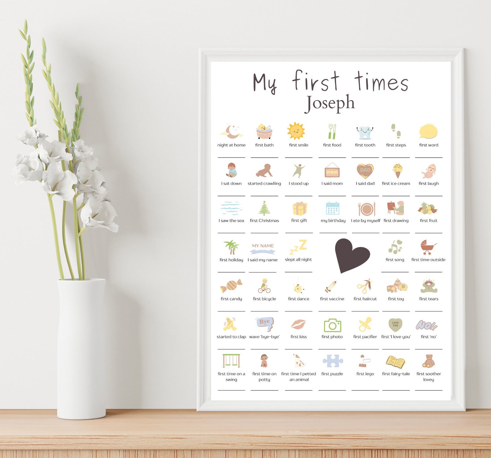 Personalized My First Times Baby Poster, Baby Dates Poster, Baby Birth ...