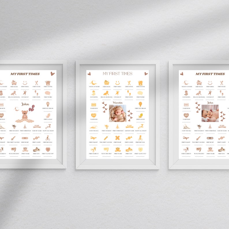 My First Times Poster, Printable Baby’s First Times Poster, Baby Birth ...