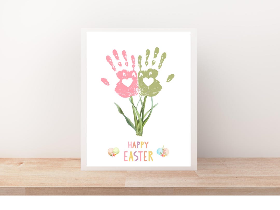 Happy Easter Handprint Craft, Easter Printable, Spring Kids DIY Gift ...