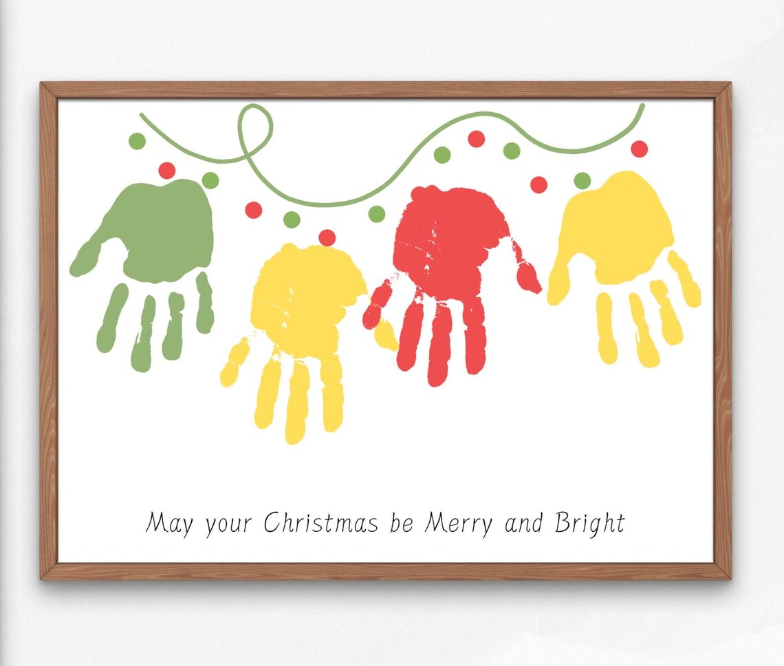 Christmas Handprint Garland Template, Christmas Handprint Craft ...