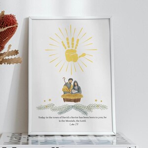 Nativity Scene Christmas Handprint Craft, Christian Bible Quote, Sunday ...