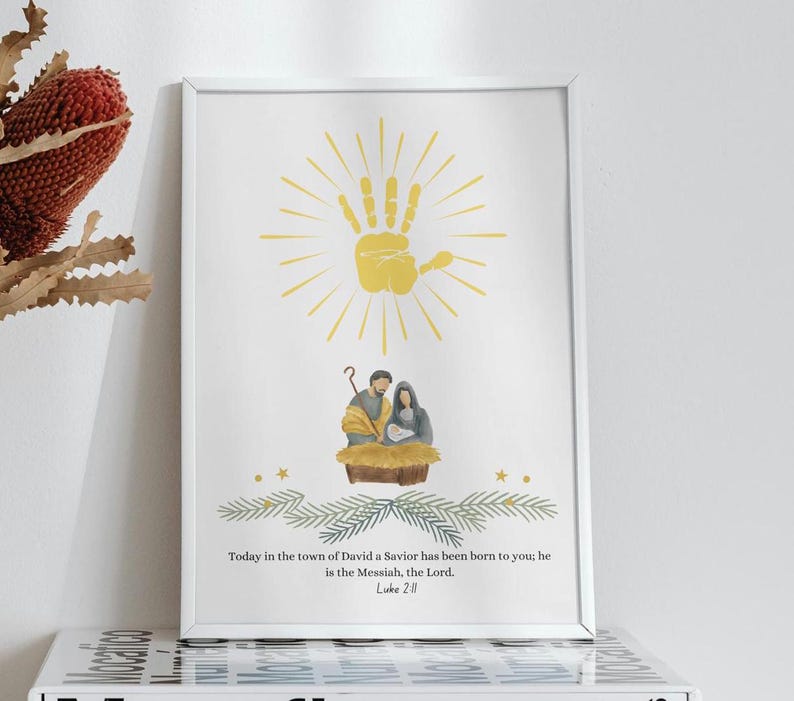 Nativity Scene Christmas Handprint Craft, Christian Bible Quote, Sunday ...