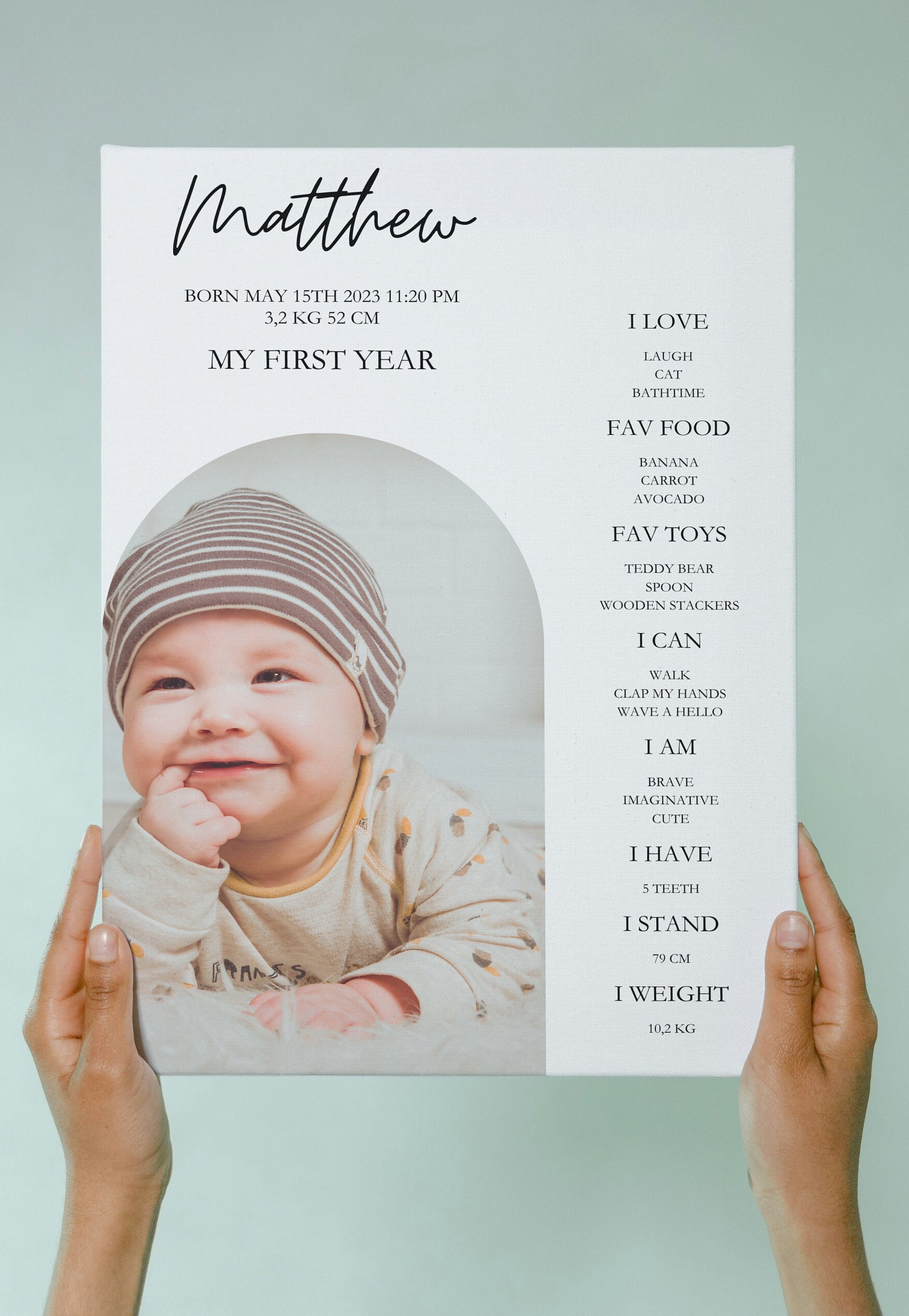 Editable Baby Milestone Board, First Birthday Milestone Poster Template ...