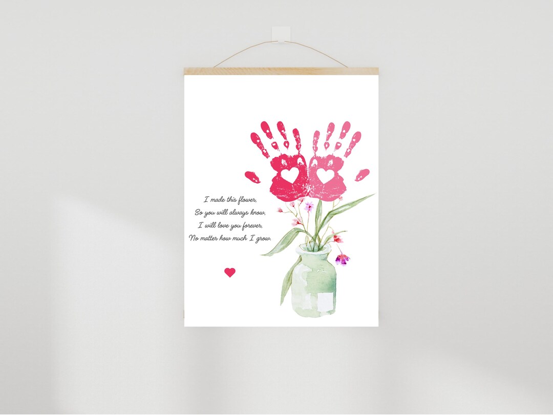 Mother's Day Valentine Handprint Craft Kids Toddlers, Flower Poem ...