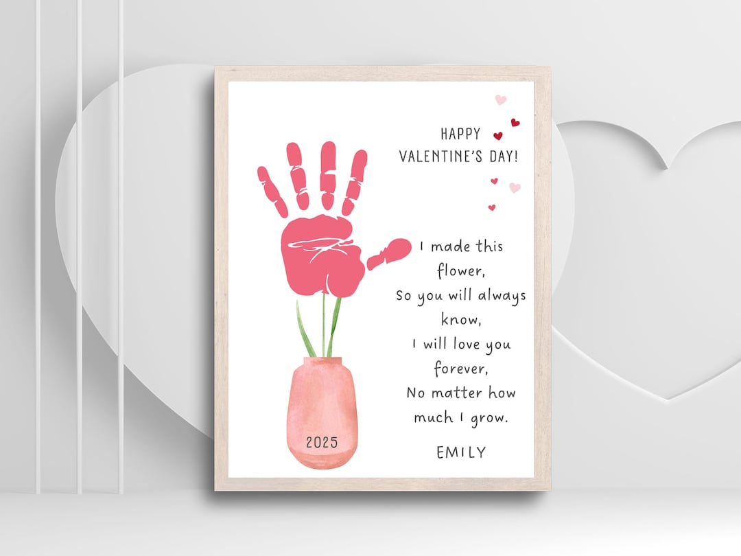 Valentine Handprint Art for Kids Toddlers, Flower Poem Art, Valentine ...