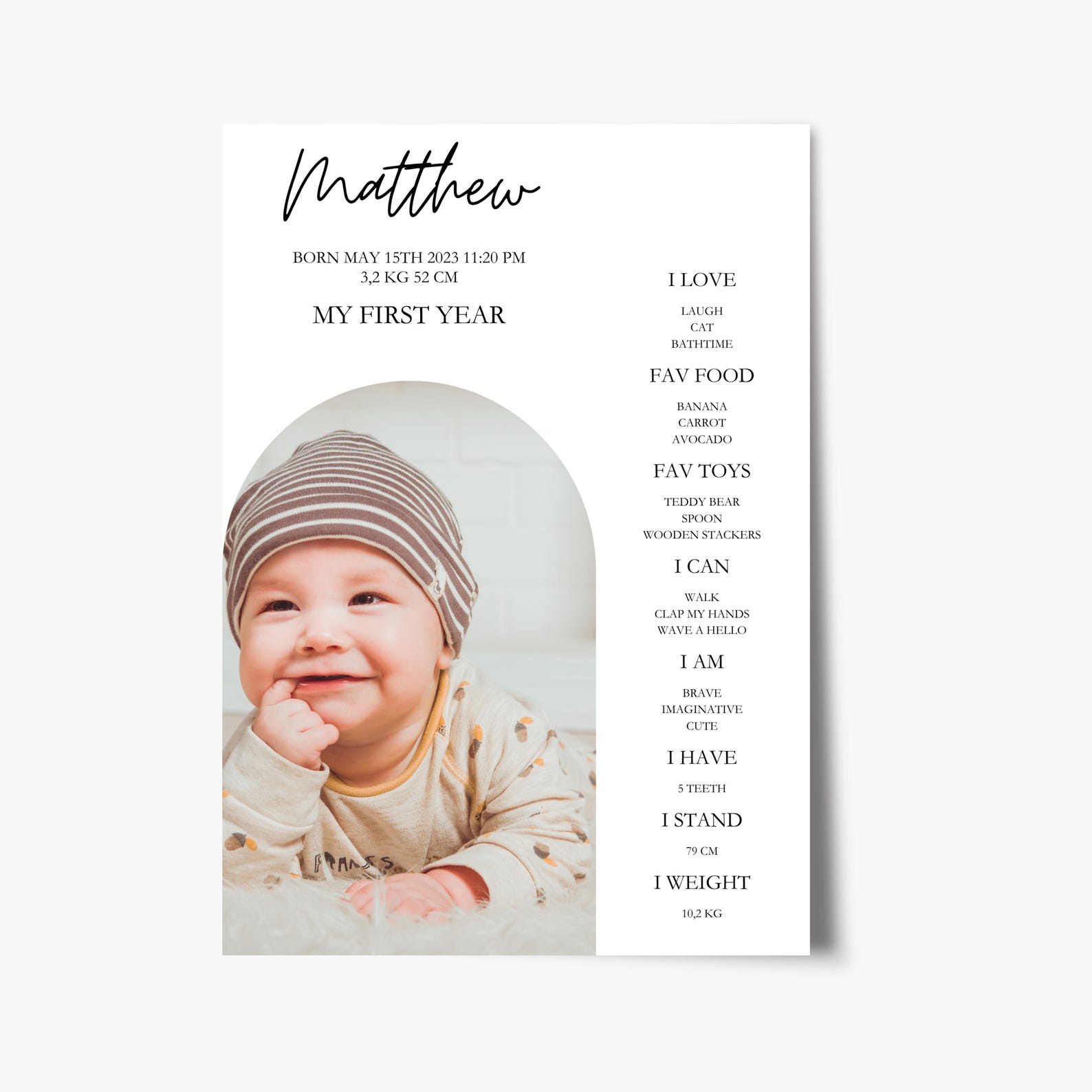 Editable Baby Milestone Board, First Birthday Milestone Poster Template ...