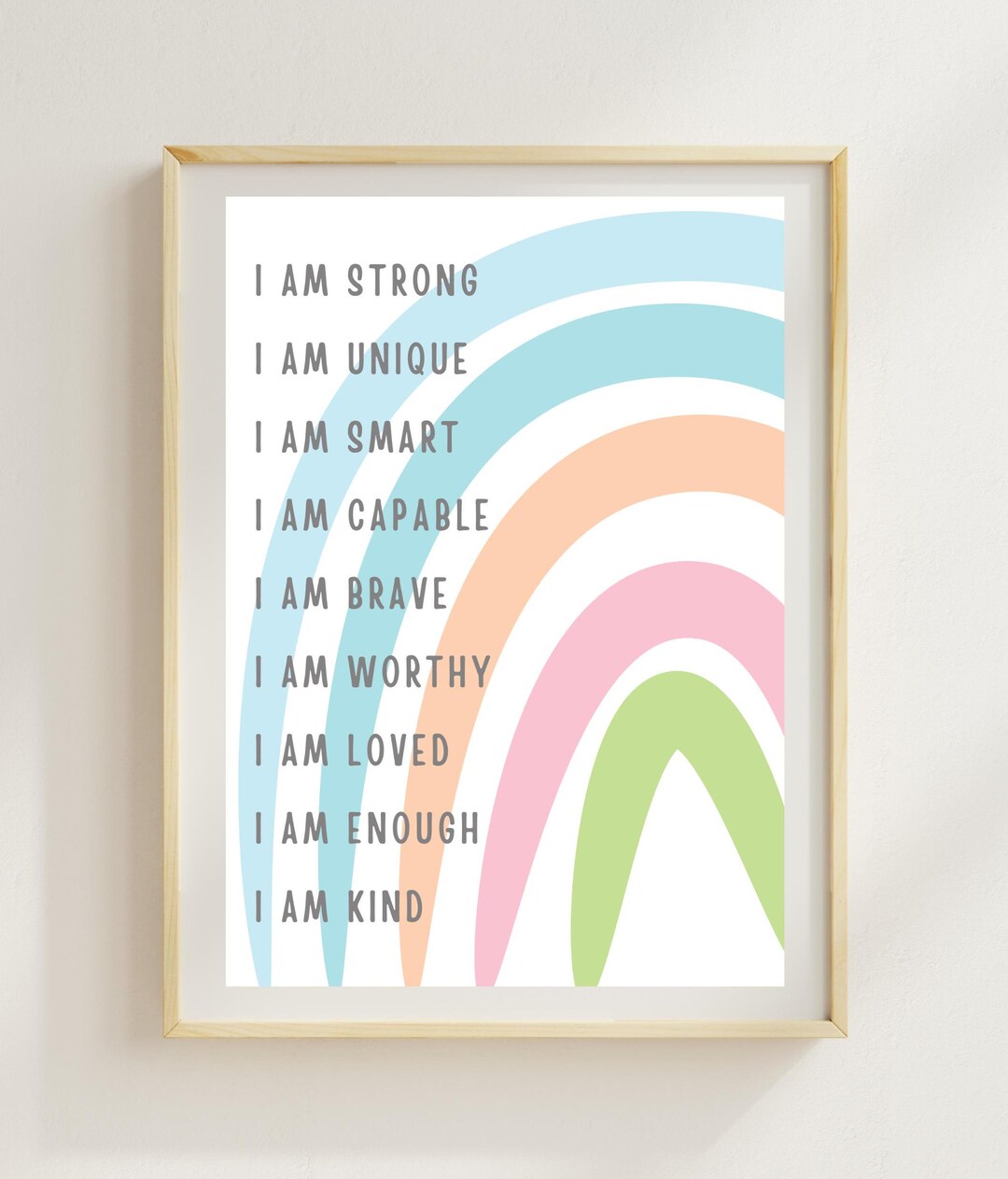 Positive Affirmations for Kids, Playroom Printable, I Am Smart Loved ...