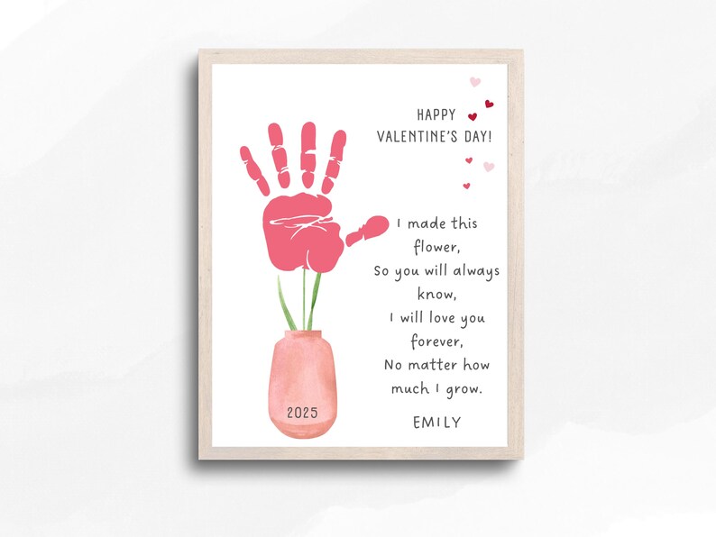 Valentine Handprint Art for Kids Toddlers, Flower Poem Art, Valentine ...