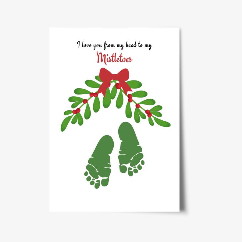 Christmas Mistletoe Footprint, Baby Footprint Mistletoe, Mistletoes ...