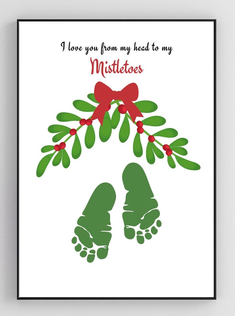 Christmas Mistletoe Footprint, Baby Footprint Mistletoe, Mistletoes ...