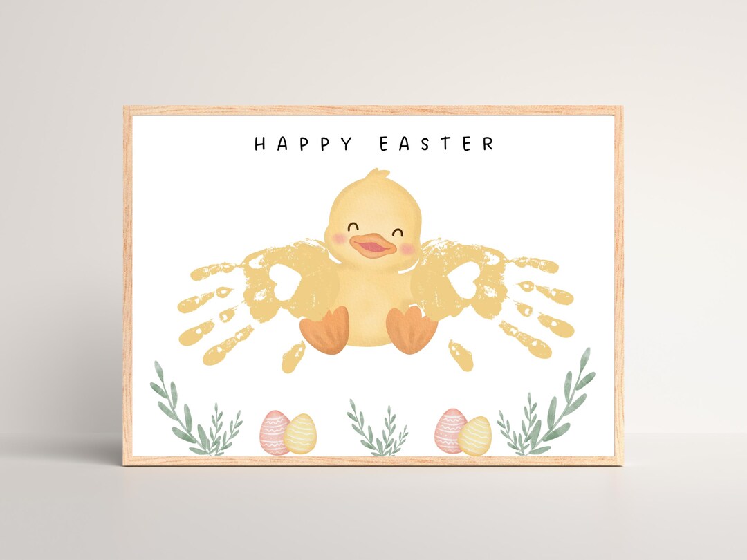 Happy Easter Handprint Craft, Easter Chick Printable Art, Spring DIY ...