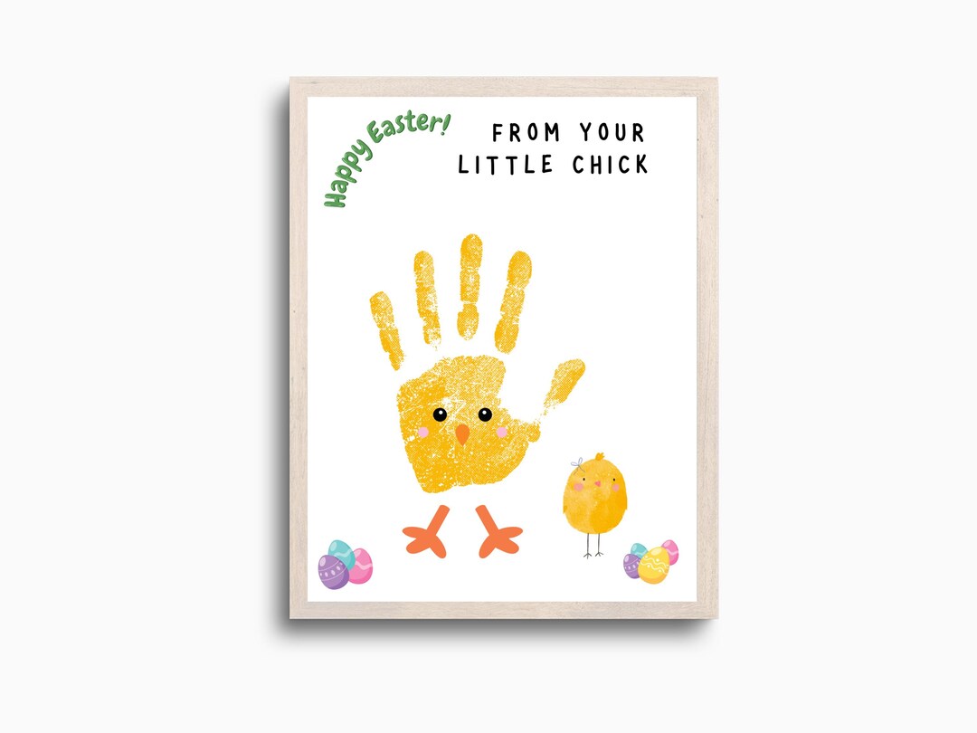 Happy Easter Handprint Craft, Easter Chick Printable Art, Spring DIY ...