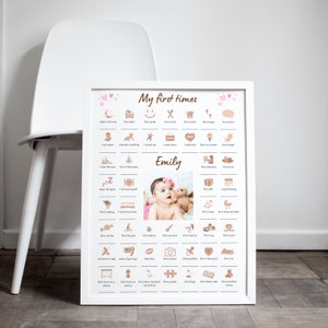 Custom First Times Nursery Print – Baby Birth & Milestones Poster ...