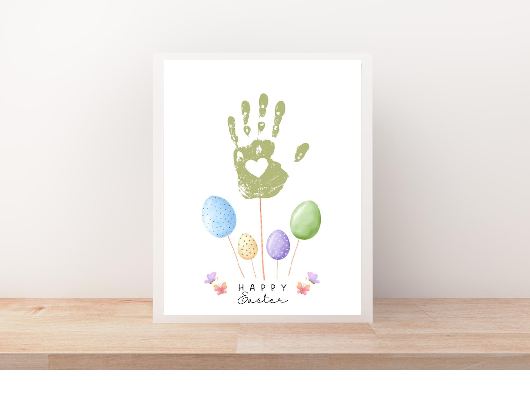 Happy Easter Handprint Craft, Easter Printable, Spring Kids DIY Gift ...