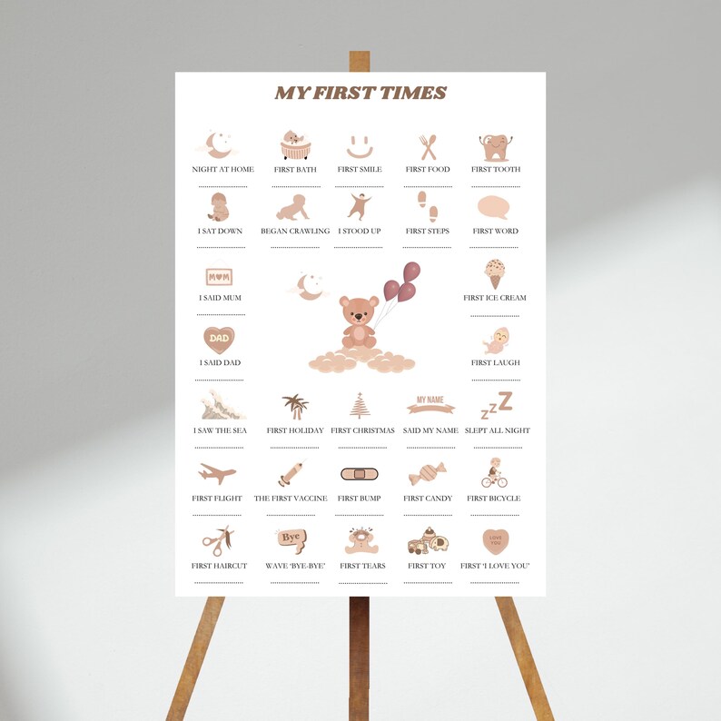 Personalized My First Times Poster, Gift for A Newborn, Editable Baby ...