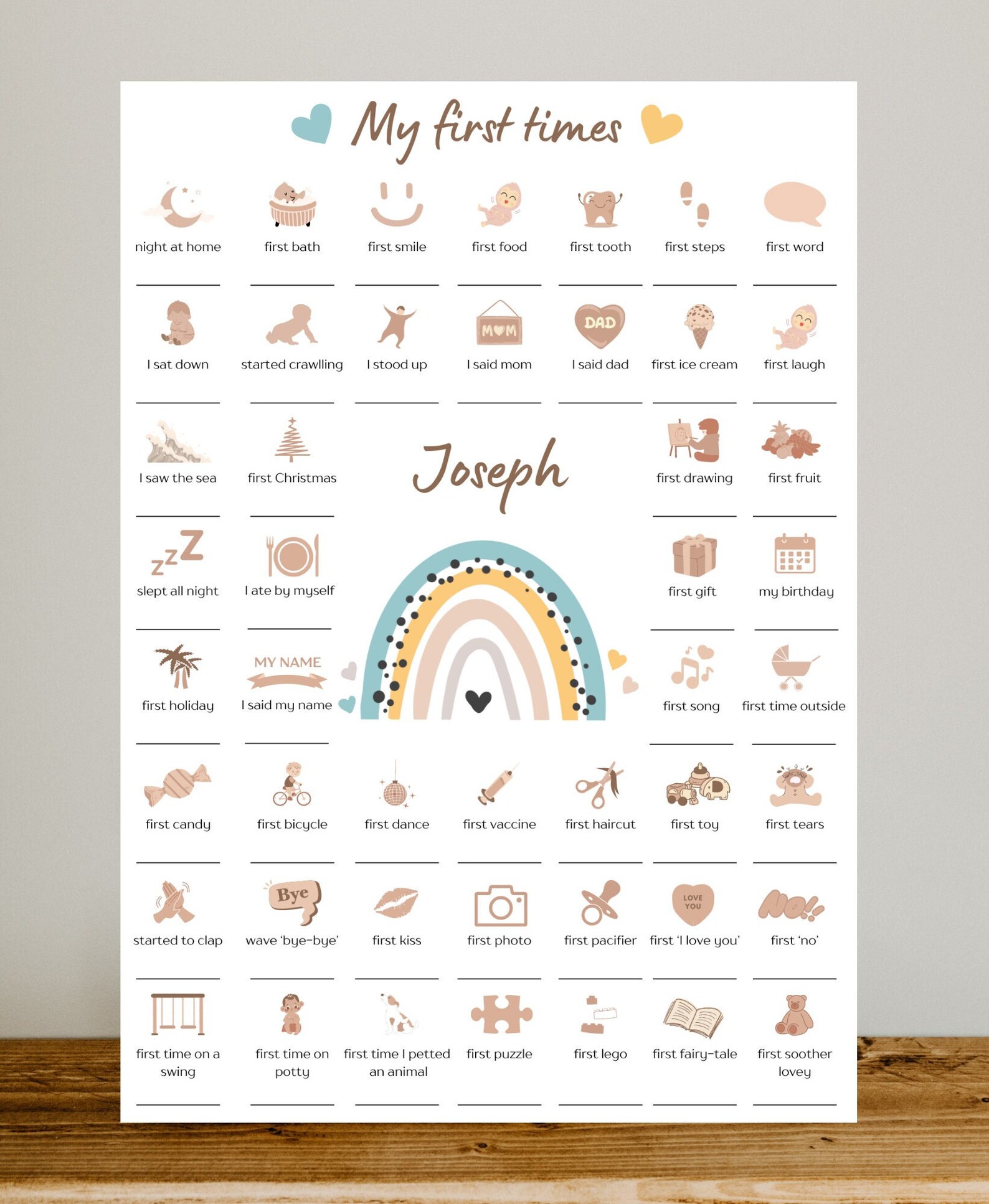 Personalized My First Times Baby Poster, Baby Birth Poster, Baby ...