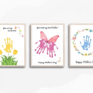 Mother's Day Handprint Art Bundle, DIY Memory Keepsake Gift for Mom ...