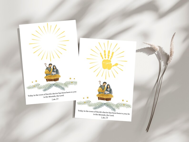 Nativity Scene Christmas Handprint Craft, Christian Bible Quote, Sunday ...