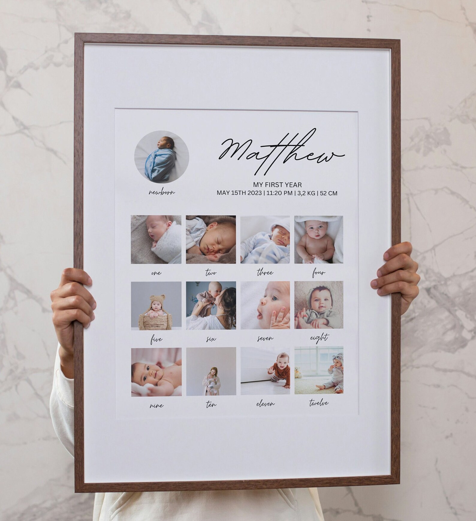Milestone Birthday Sign, Printable Baby's First Year Poster Template ...