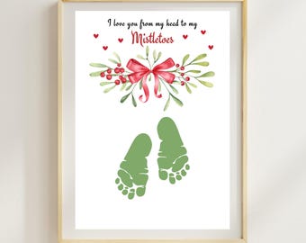 Christmas Mistletoe Footprint, Baby Footprint Mistletoe, Mistletoes ...