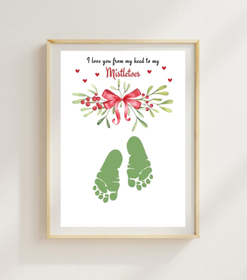 Christmas Mistletoe Footprint, Baby Footprint Mistletoe, Mistletoes Footprint, Christmas 2024 ...