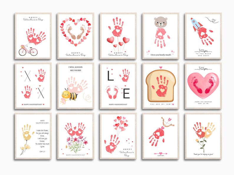 Valentine Day Handprint Craft Bundle, Valentine Craft for Toddlers Set ...