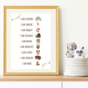 Positive Affirmations for Kids, Playroom Printable, I Am Smart Loved ...
