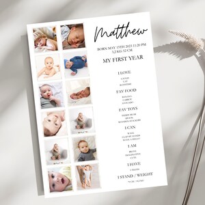 Editable Baby's First Birthday Photo Sign Template, 1st Birthday Photo ...