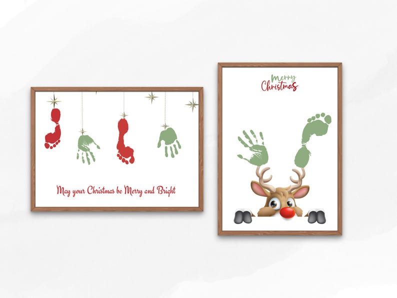 Christmas Handprint Craft Bundle 2025, Printable Christmas Footprint ...