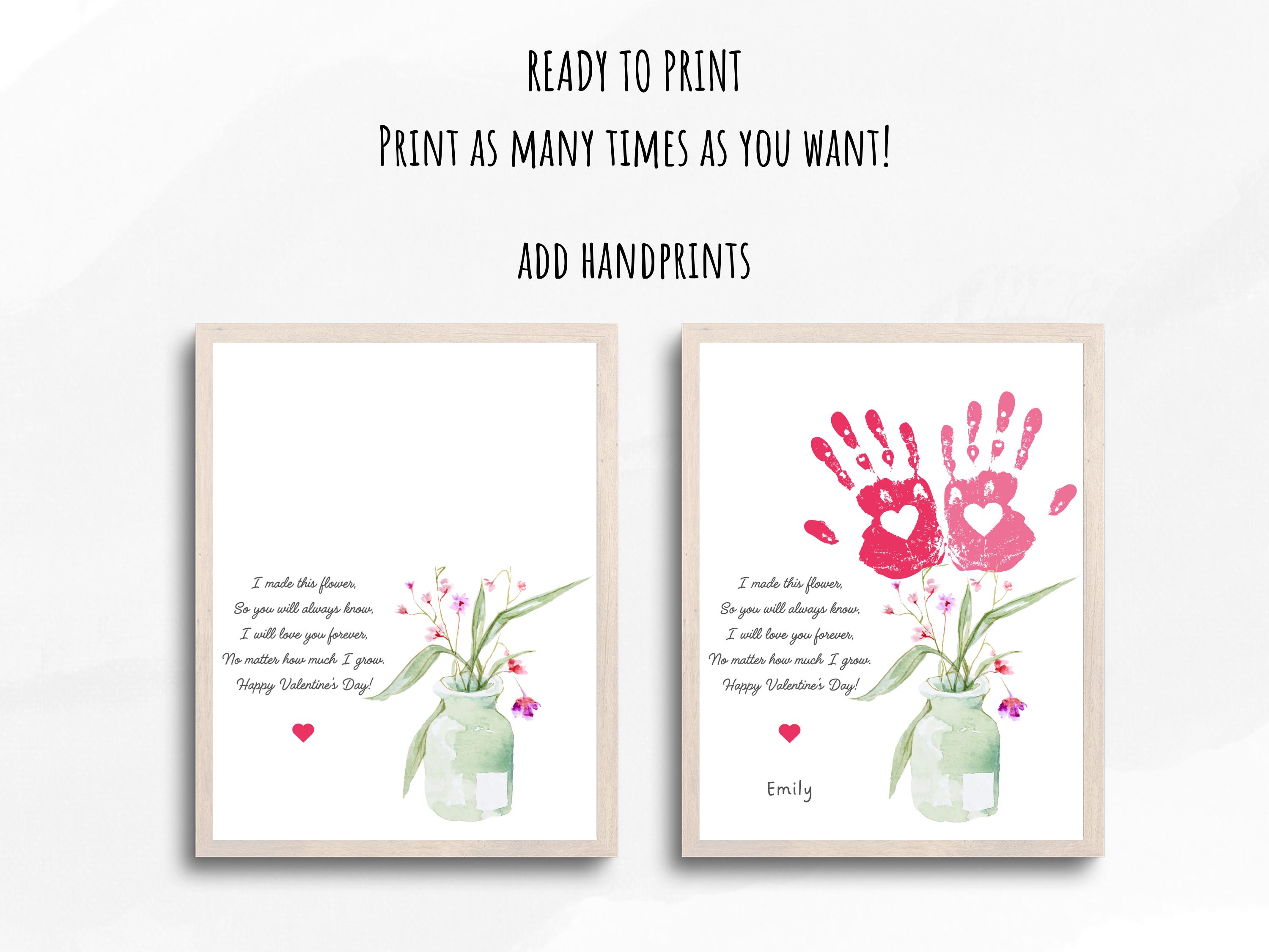 Valentines Day Handprint Craft Kids Toddlers, Flower Poem Handprint ...