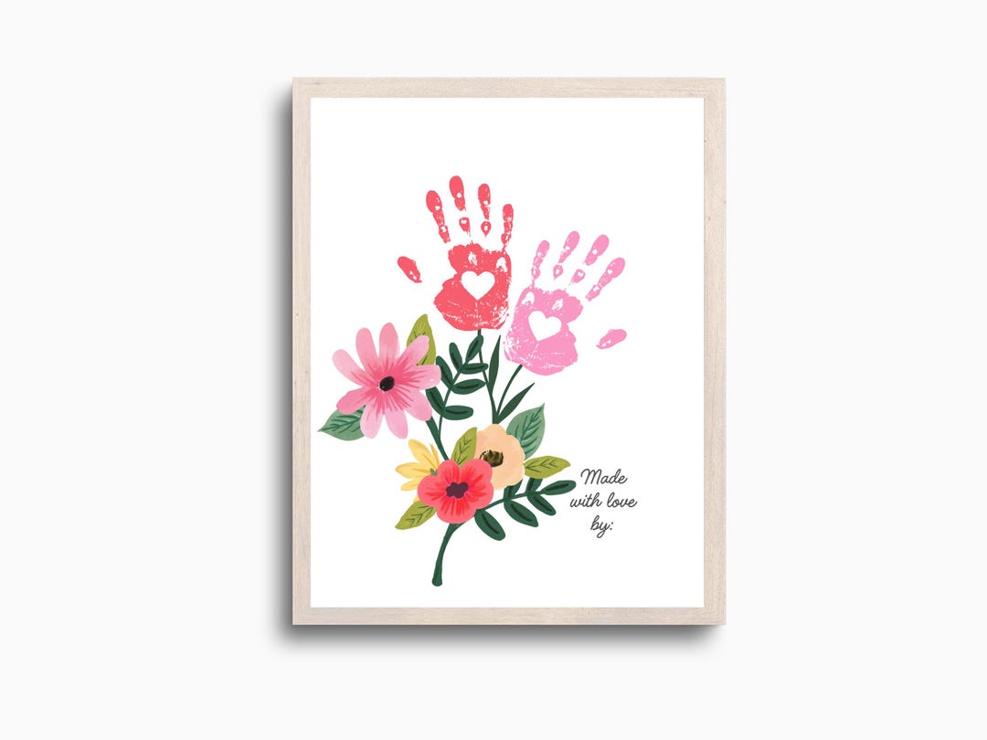 Mother's Day Handprint Art, Floral Bouquet, Flower, Printable Keepsake ...