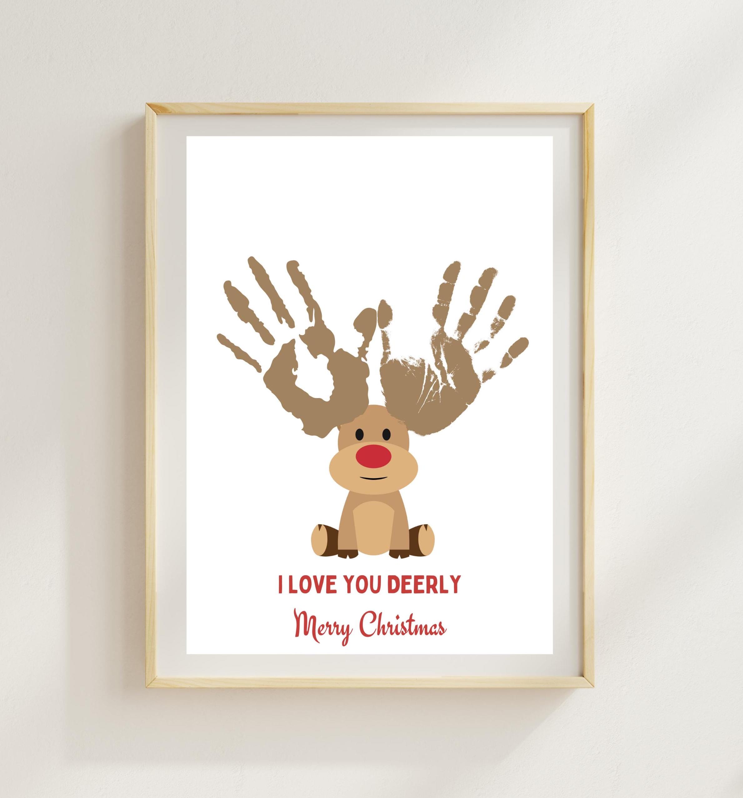 Reindeer Christmas Handprint Art Kids Toddlers, Reindeer Keepsake ...