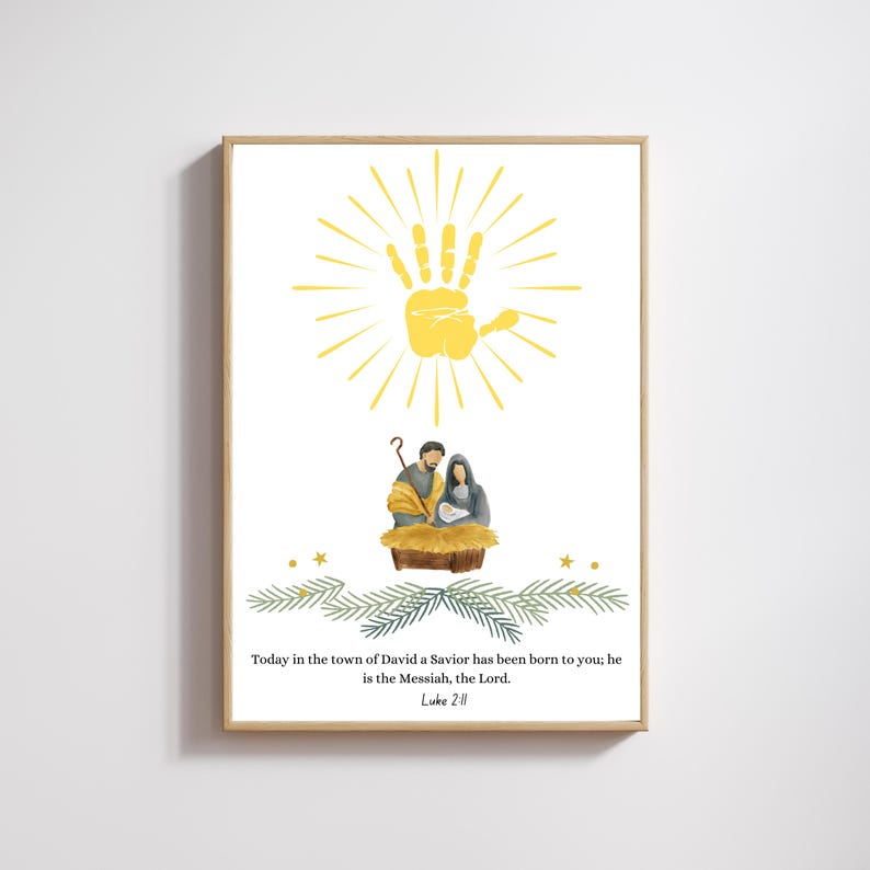 Nativity Scene Christmas Handprint Craft, Christian Bible Quote, Sunday ...